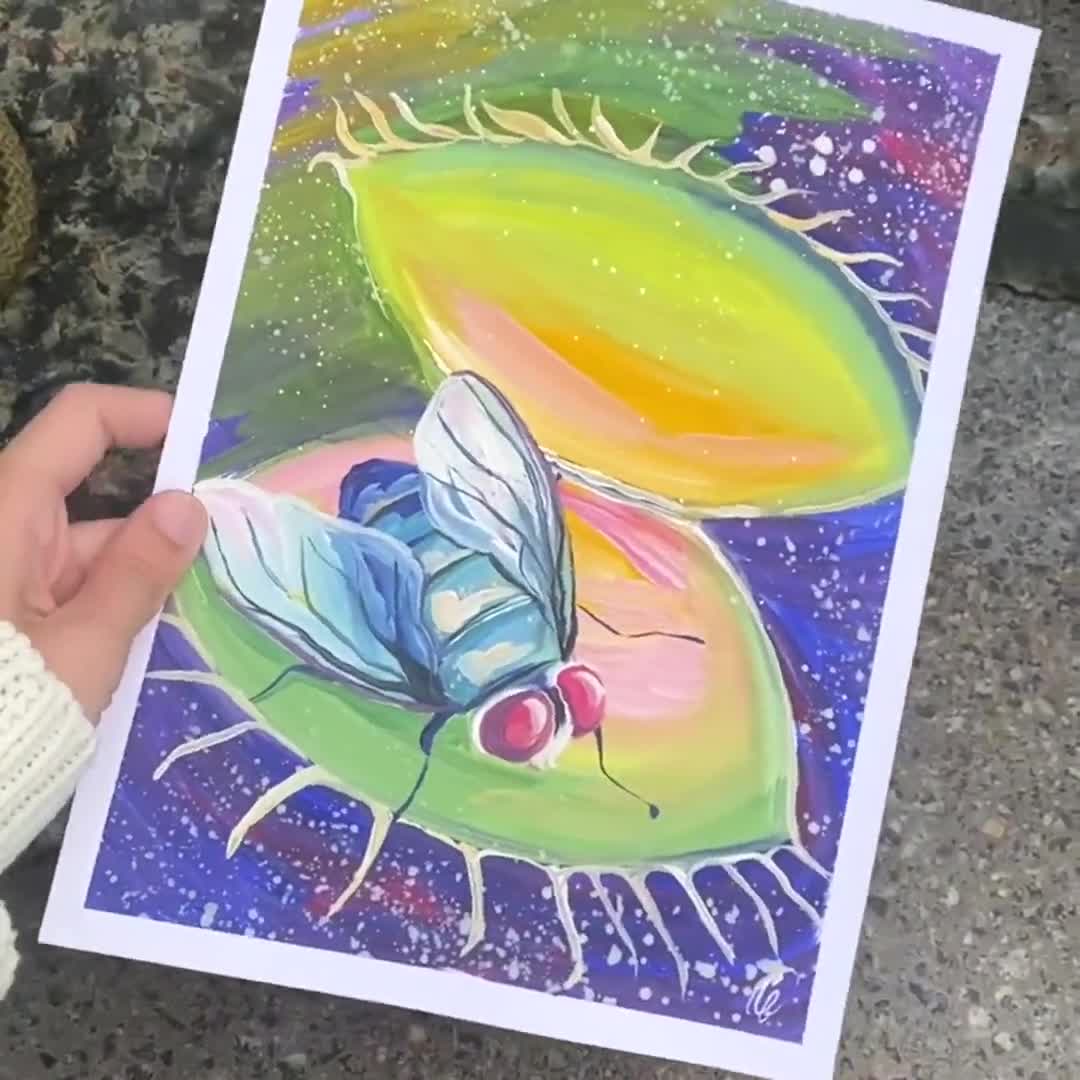 Blow Fly Painting Original Art Flytrap Painting Fly Art Work Bug Wall ...