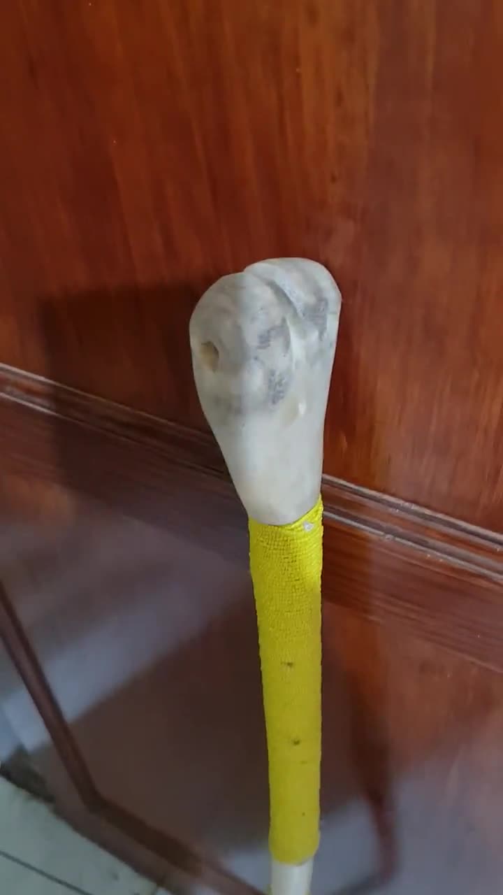 Sculpture Figurines Eggun load bone cane with bone and beaded lining ...