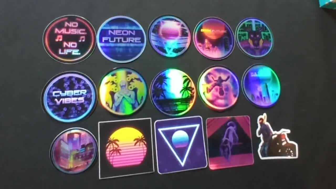 Paper SYNTHWAVE No Music No Life holographic sticker Paper & Party ...