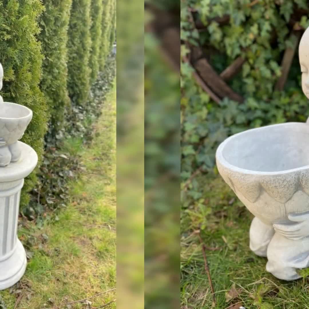 Garden Decoration Sitting happy buddha sculpture planter flower pot ...