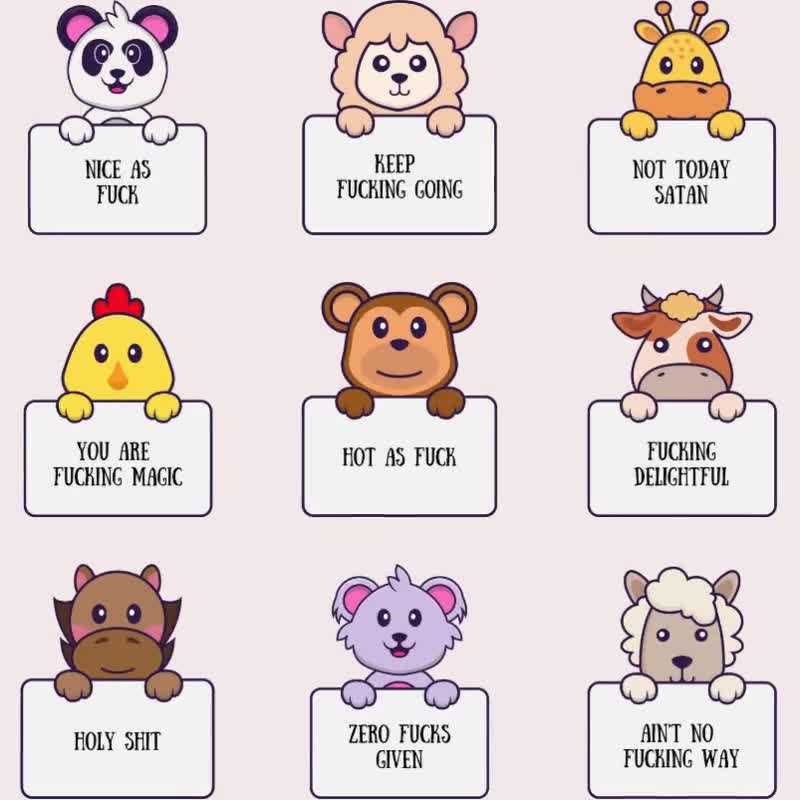 Digital Art & Collectibles Drawing & Illustration Cute Cursing Animals ...