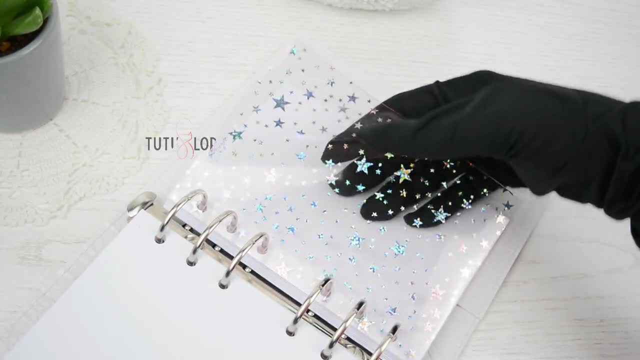 A6 Ring Bound Transparent Divider A6 Size Star Jelly Dashboard Holographic Star Dashboard ...