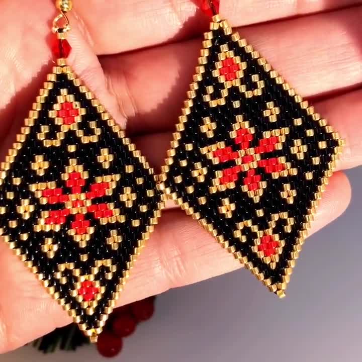 Sewing & Fiber Brick Peyote Stitch Charm Earring Pendant Lemon Tree ...