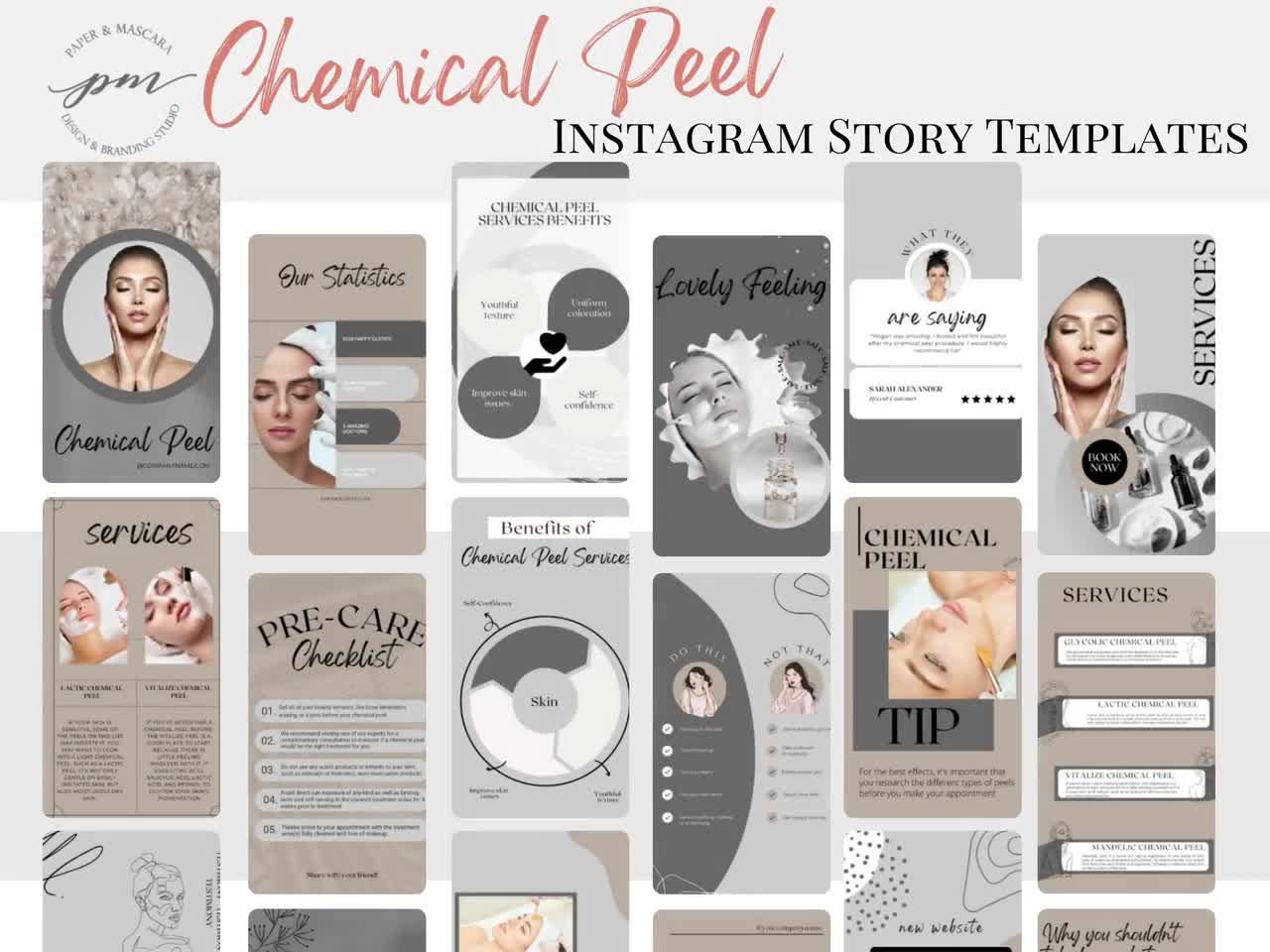 Paper & Party Supplies Chemical Peel Instagram Story Editable Chemical ...