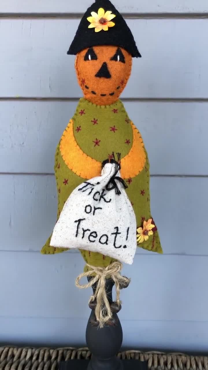 Sewing Patterns Penny Pumpkin Halloween Wool Felt Applique Stuffy ...