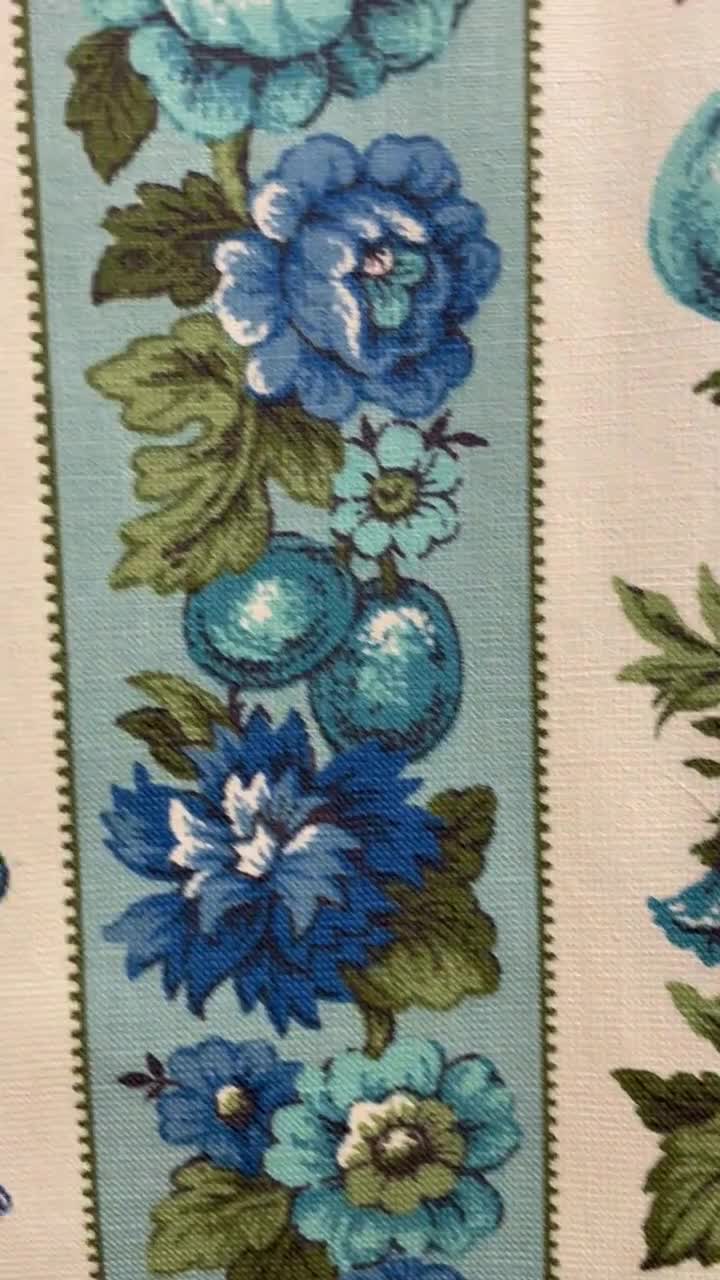 Sewing & Fiber Shoemaking Materials Teal Ochre Waverly Fruit & Floral ...