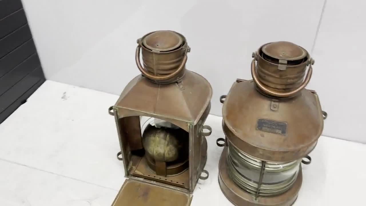 Original Vintage Retro Stage Boat Ship Antique Copper Kerosene Lamp Lot ...