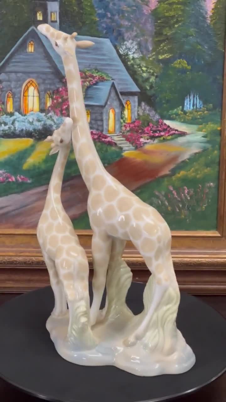 Porcelain Giraffe Sculpture MIQUEL REQUENA Spain Vintage Giraffe Mother ...