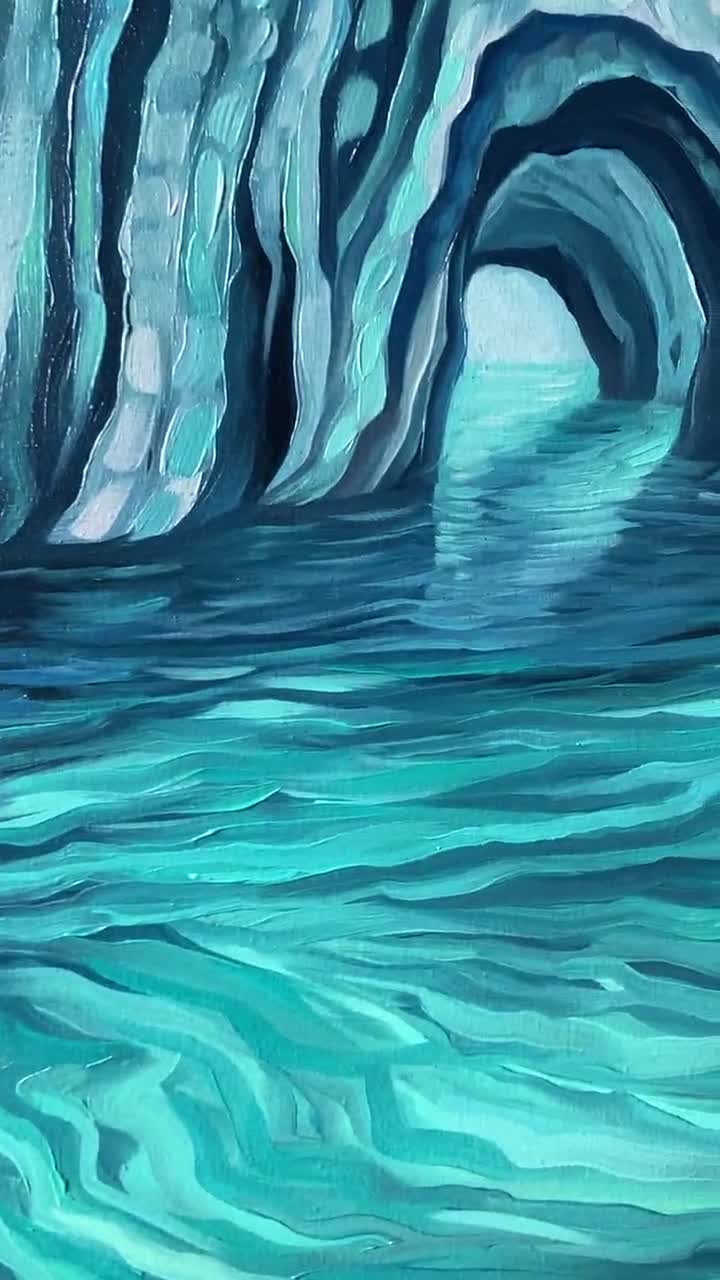 Art & Collectibles Oil Painting cave and rocks Travel gift Oil on panel ...