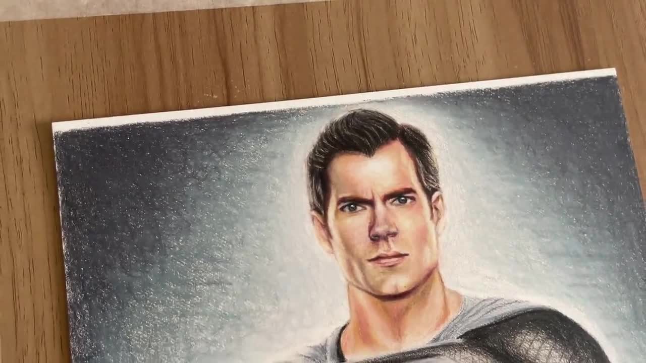 Superman Black Suit,Artwork Professional Hand Drawn Colour Pencil by ...