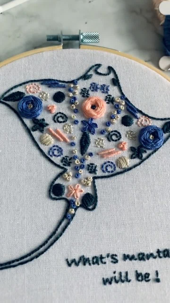 Sting ray Full DIY sewing project for mindfulness Full embroidery kit ...
