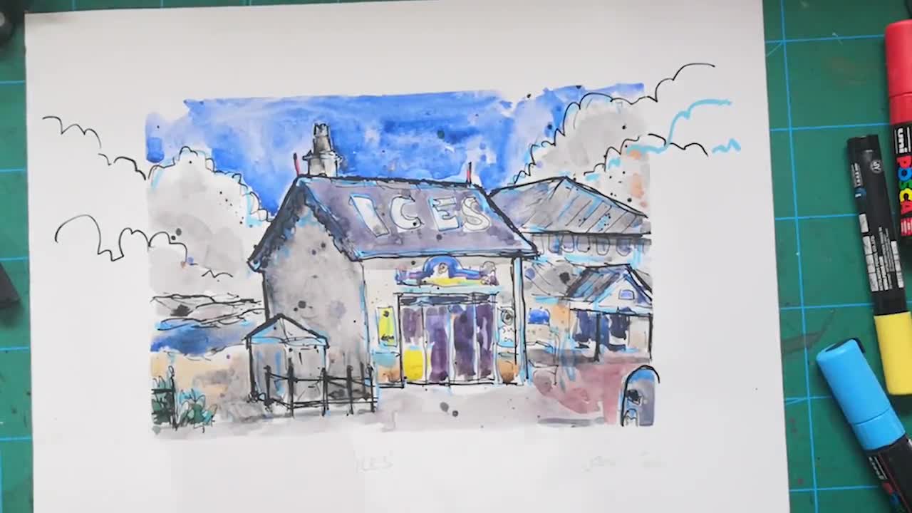 made with posca markers and watercolour paints Embellished print of the ...