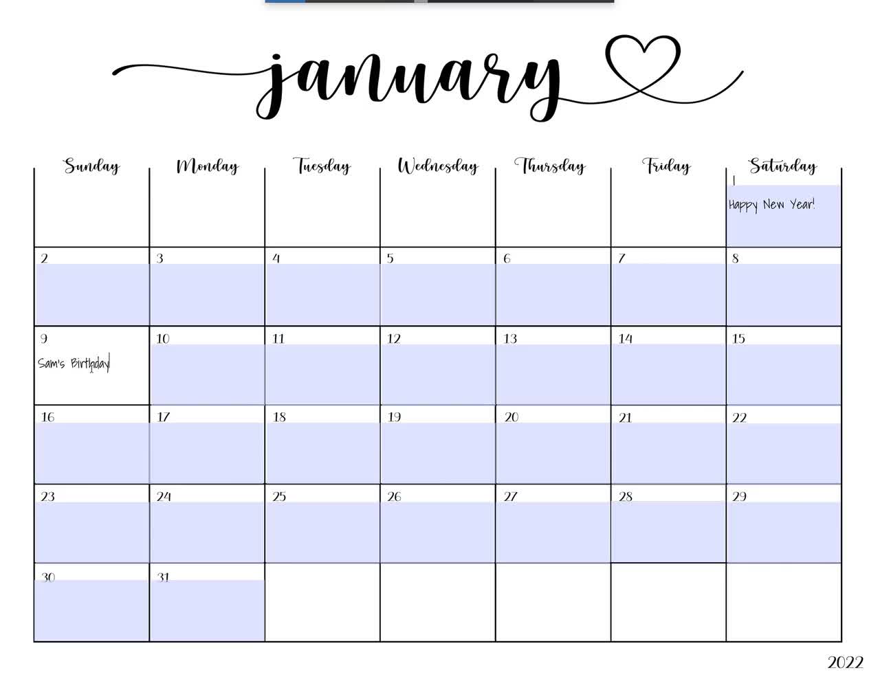 Paper Paper & Party Supplies 2022 Editable Landscape Monthly Calendar ...