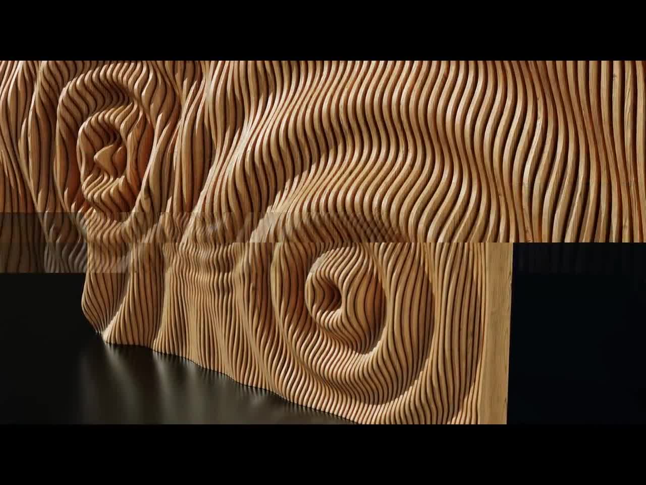 Wall Hangings Home Décor Wave Wall Art 3 parametric CNC cutting file ...