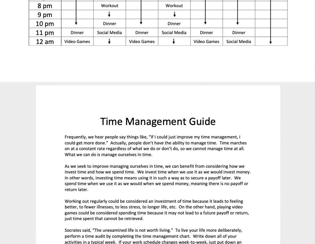 Time Management Chart