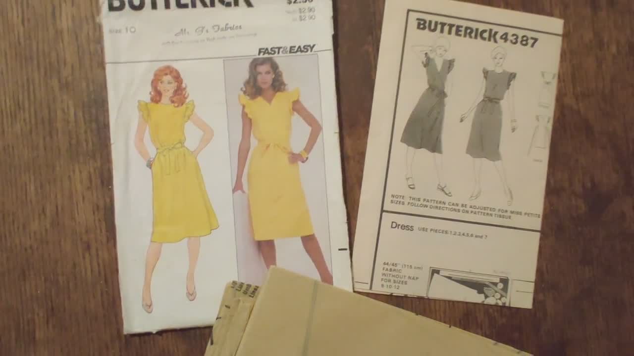 Butterick 4387-1980s wrap dress with ruffle sleeves Learn to sew easy ...