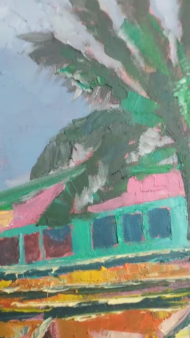 Art & Collectibles Oil Miami painting Florida oil painting Sunset Miami ...