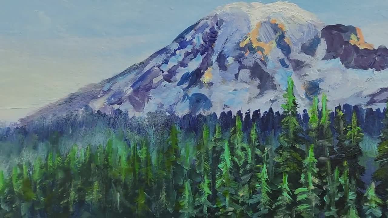 Painting Art & Collectibles Mount Rainier Painting National Park ...