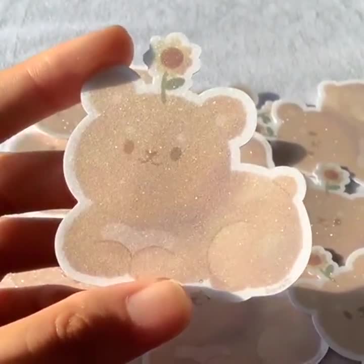 Paper Stickers, Labels & Tags Sunflower Bear Glitter Vinyl Sticker etna ...