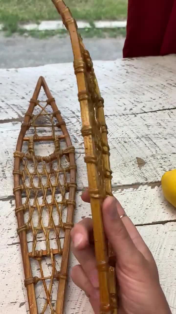 Toys & Games Vintage Snowshoes 19,5'' wood miniature Schefferville ...