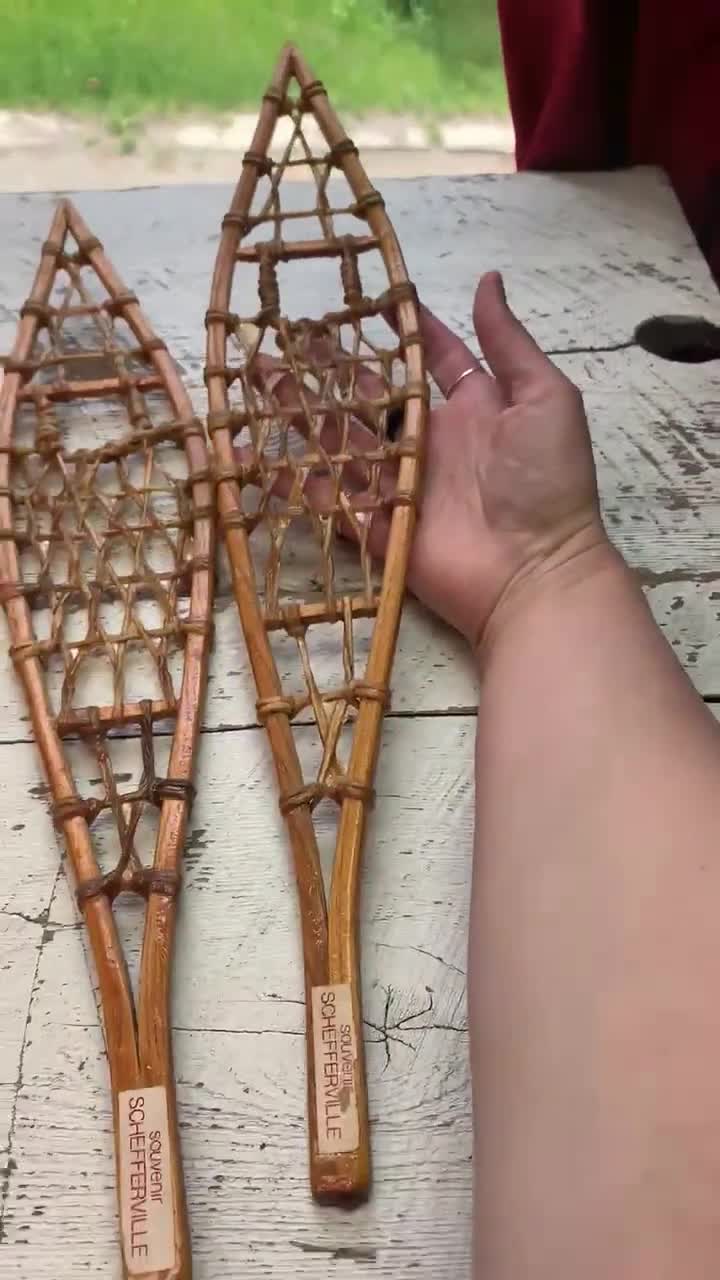 Toys & Games Vintage Snowshoes 19,5'' wood miniature Schefferville ...